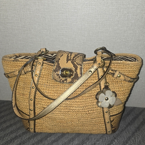 Coach | Bags | Rare Coach Alexandria Python Straw Tote Bag | Poshmark